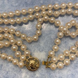 Givenchy | Jewelry | Vintage Givenchy Classic Triple Strand Faux Pearl ...